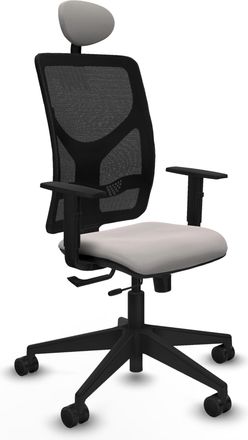 Piqueras y Crespo Wei&szlig;er Schreibtischstuhl mit 1D-Armen, h&ouml;henverstellbarer Lendenwirbelst&uuml;tze und festem Kopfteil, ausgestattet mit Syncro/Traslack und Schneideschaum,