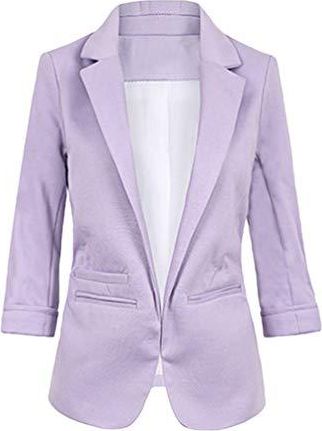 LaoZan Femme Revers Affaires Blazer Jacket Bureau Manche Longue Jacket Confortable Mode Veste Costume (Violet Clair,Asia M)
