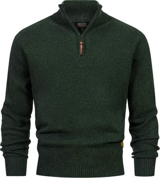 Indicode Herren INTrax Half Zip Feinstrickpullover mit Stehkragen und Rei&szlig;verschluss | Strickpullover f&uuml;r M&auml;nner Jungle Green, XXL