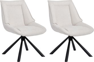 Duhome 2er Set Esszimmerstuhl, Chenille-Stoff, 180&deg; drehbar Automatische R&uuml;ckstellfunktion, als B&uuml;rostuhl, Schminktischstuhl, Lounge Stuhl, Creme-Wei&szlig;