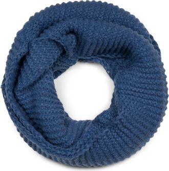 styleBREAKER Unisex Strick Loop Schal Einfarbig mit Wellenmuster, warmer Winter Strickschal, Schlauchschal 01018169, Farbe:Blau