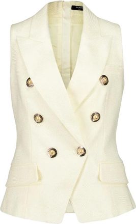 Balmain Femme, Vestes, Beige, Taille: 38 FR Gilet Tailleur Sans Manches