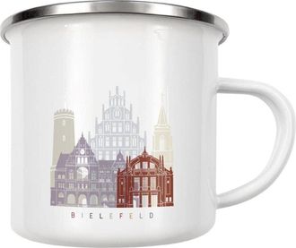 artboxONE Emaille Tasse Bielefeld Skyline von Paul Rommer - Emaille Becher St&auml;dte
