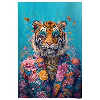 Reinders Poster, Dressed Tiger, Teenager Zimmer, Poster, Wanddeko, Room Decor, 150 gr. gl&auml;nzend Bilderdruckpapier, Mehrfarbig, 91,5 x 61cm