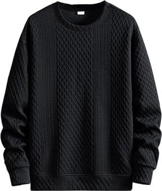 Generic Pull tricoté pour homme - Coupe ajustée à manches longues - Pull décontracté chaud pour lautomne et lhiver - Pull à col rond ou col roulé - Pull doux 