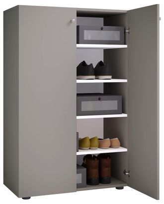VCM Holz-Schuhschrank | Ma&szlig;e: H. 110 x B. 70 x T. 39 cm | Allzweckschrank | 5 F&auml;cher | 2 Dreht&uuml;ren- Lona