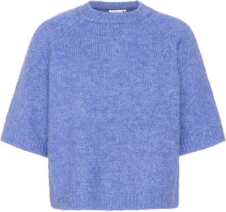 Kaffe Strickpullover KAemilie Damen Strickpullover Kurzarm Rundhals Pullover Pulli Herbst Lose Sweatshirt Warm Langarmshirt Strick Oberteile Vista Blue XL