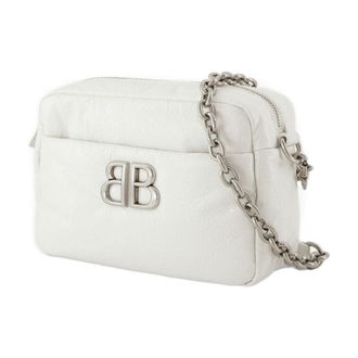 Balenciaga Womens Monaco Camera Xs Shoulder Bag White Calfskin