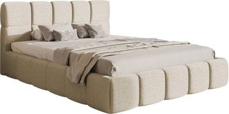 Selsey Selsey CLOUDY - Bett mit Polsterrahmen, Chenille-Bezug in Hellbeige, 180 cm