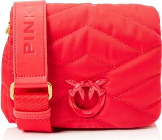 Pinko Damen Love Click Puff Baby Recycled Nylon Puzzle Quilt Tasche, R30b_rot-Block Color