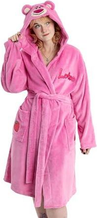 Disney Peignoir à capuche rose Toy Story Lotso pour femme | Polaire douillette pour le bain et la détente | Manches longues avec fermeture à nouer | Produits