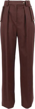 Elisabetta Franchi Femme, Pantalons, Brun, Taille: 44 FR Pantalon en Gabardine de Coton
