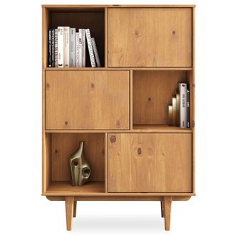 IDIMEX Highboard Simona mit 3 T&uuml;ren, Eiche Farben - Wohnzimmer Kommode mit Regal und T&uuml;ren f&uuml;r geschlossenen Stauraum Vintage Highboard Wohnzimmerschrank Mod