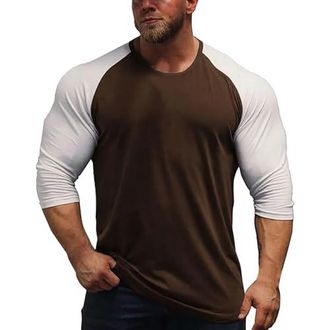 Generic Haut de bodybuilding extensible &agrave; manches longues pour homme, coupe ajust&eacute;e, s&eacute;chage rapide, v&ecirc;tements de sport, marron, M