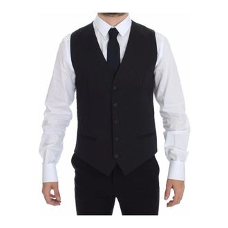 Dolce & Gabbana Blaues Baumwoll-Stretch-Kleid Weste - - Suits - Herren - Blau - S