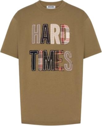 Moschino unisex, Tops, Brun, Taille: S T-shirt en jersey de coton brod&eacute;