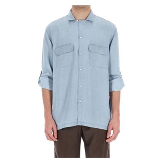Officine G&eacute;n&eacute;rale Denim Bowlingkragen Hemd Leto - - Shirts - Herren - Blau - S