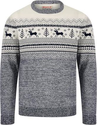 Tokyo Laundry Merry Christmas Pull de Noël en tricot pour homme Style nordique Fair Isle, Rifkin - Navy Twist, XL