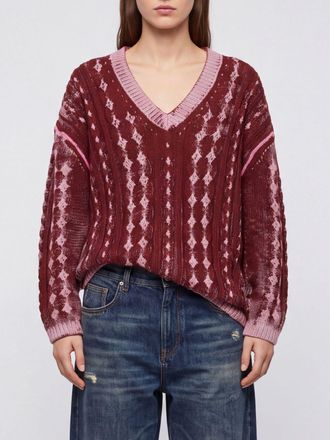 Diesel Oversize-Minikleid aus Viskosestrick mit abstraktem Muster und V-Ausschnitt