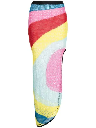 Staud jupe ray&eacute;e &agrave; design asym&eacute;trique - Multicolore