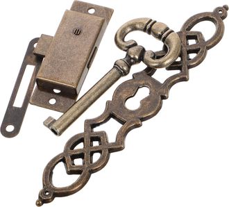 Angoily Antike Metallzylinder Uhrenschlosstür mit Mechanik DIY Vintage Uhrenzubehör aus Langlebigem Metall Tür Schlüssel Scharnieren für Standuhren