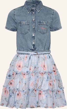 Guess Kleid Im Materialmix Mit Schmucksteinen blau