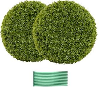 Giantex Lot de 2 boules d&eacute;coratives de plantes artificielles 39/50 cm avec feuilles simul&eacute;es r&eacute;sistantes au soleil pour balcon, patio, maison, mariage (39 cm)