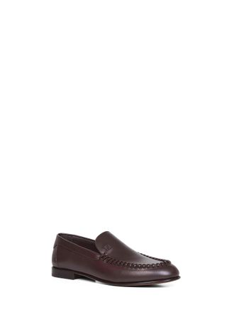 Fendi Mens Loafers Braided Leather Dark Brown Calf