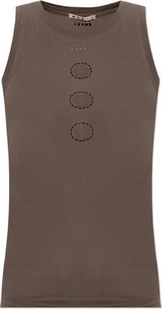 Marni Baumwoll-Oberteil mit Rundhalsausschnitt - - Tops - Damen - Braun - XS