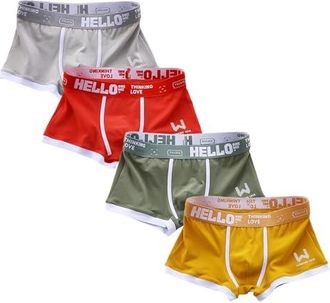 Generic Bonjour Sous-v&ecirc;tements Pour Homme, Bonjour Classique - Boxers Pour Homme, Sous-v&ecirc;tements Hommes Doux et Respirants pour l&eacute;t&eacute;, Lot de Boxers, 4 pi&egrave;ces 