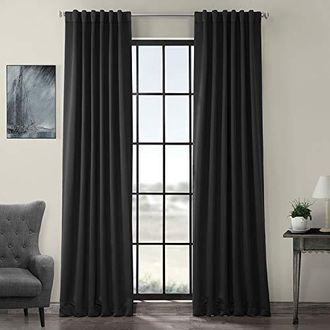 Half Price Drapes BOCH-190303-96 Verdunkelungsvorhänge, 244 cm lang, für Schlafzimmer und Wohnzimmer, 1 Panel, 127 x 244 cm, Tiefschwarz, Polyester-Mischgewebe, Jet Bla