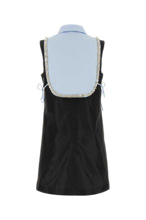 Prada Womens Black Taffeta Mini Dress Nero Abiti