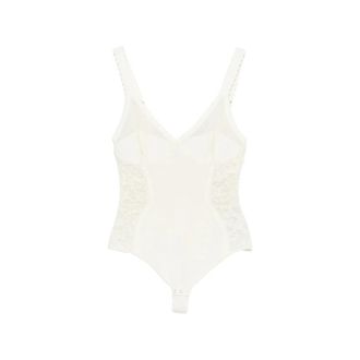Elisabetta Franchi Body aus Strick und Spitze - - Tops - Damen - Wei&szlig; - L