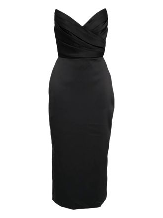 Amsale Drapiertes Cocktailkleid ohne Träger - Schwarz