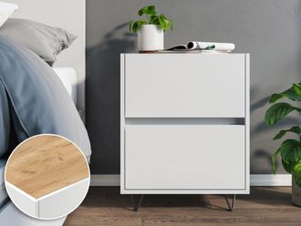 Magnolia Home Nachttisch Yako 50cm 2 SoftClose-Einz&uuml;ge stehend