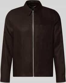 Drykorn Regular Fit Hemdjacke aus Leinen mit Rei&szlig;verschluss