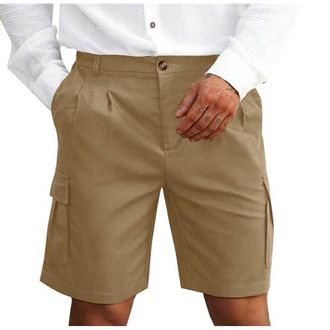 Generic Short court pour homme, avec fermeture &eacute;clair et poche boutonn&eacute;e, longueur genou, pantalon de travail d&eacute;contract&eacute;, kaki, XXL