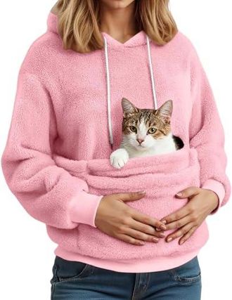 Generic Sweat a Capuche Femme Pull pour Chat avec Grande Poche Sweat Kangourou Chat Manches Longues Sweat-Shirts Femme Chien Titulaire Transporteur Pochette p