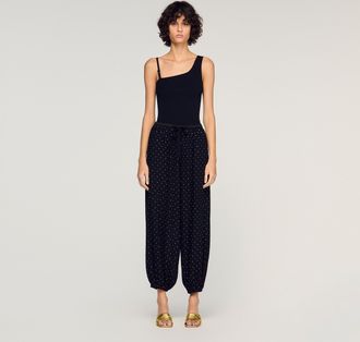Sandro Pantalon large &agrave; strass