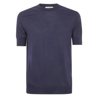 Jil Sander Wool T-Shirt - - Tops - Herren - Blau - M