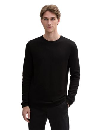Tom Tailor Herren Strickpullover aus Baumwolle, 29999 - Black, XXL