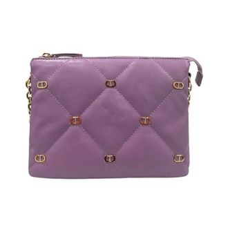 Twinset Femme, Sacs, Violet, Taille: ONE Size Sac bandouli&egrave;re matelass&eacute; en cuir avec bandouli&egrave;re cha&icirc;ne