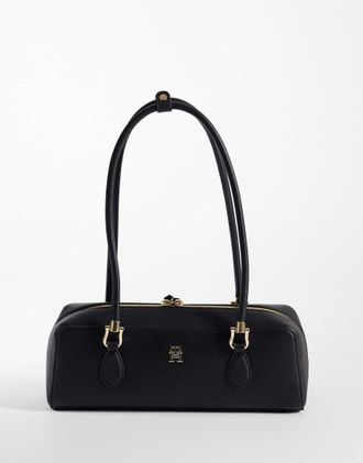Tommy Hilfiger Schultertasche in Schwarz im Federm&auml;ppchen-Design