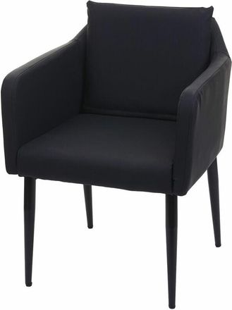 Hhg Neuwertig] Esszimmerstuhl HHG 728, Küchenstuhl Lehnstuhl Stuhl Kunstleder schwarz