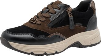 Tamaris Comfort Damen Sneaker flach mit Rei&szlig;verschluss Wasserabweisend, Schwarz (Black Comb), 37 EU