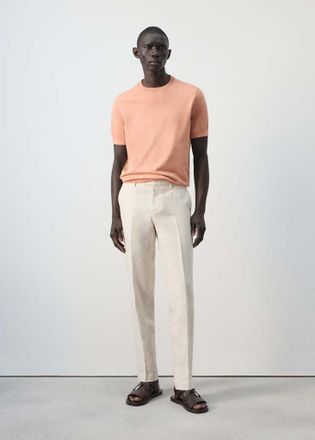 Mango T-shirt maille fine 100 % coton saumon - Homme - XXL - MANGO MAN