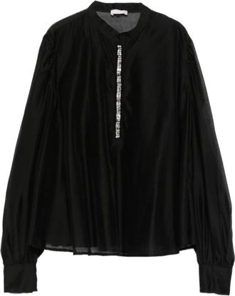 Liu Jo Femme, Blouses et Chemises, Noir, Taille: 36 FR Chemise &agrave; Manches Courtes en Coton Stretch