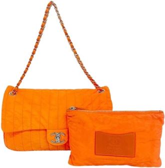 Chanel Sac &agrave; bandouli&egrave;re vintage en nylon Pre-owned - Femme - Pre-owned - Orange - Taille: ONE Size