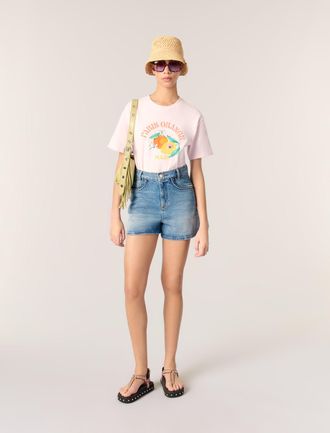 Maje Tee-shirt Imprim&eacute; - Rose - Taille 3 - Maje