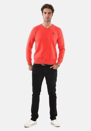 U.S.Polo Association V-Ausschnitt-Pullover Longsleeve USPhil - Herren V-Neck Classic Fit mit Logo-Stickerei Angenehme Baumwollmischung, weiches Material und sportiver Look